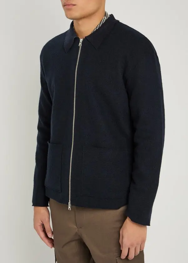 Nn07 Jonas Knit Wool Jacket - Navy