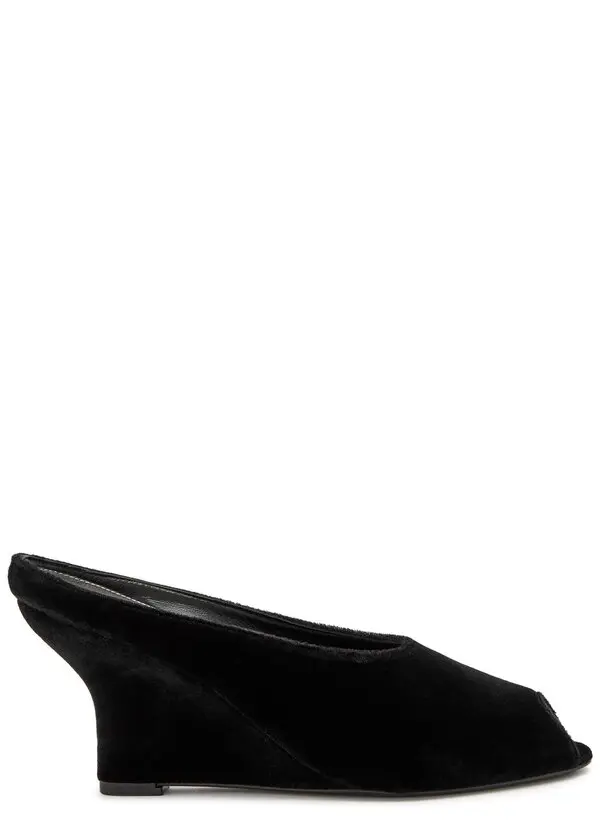TOTEME 85 Velvet Peep-toe Mules