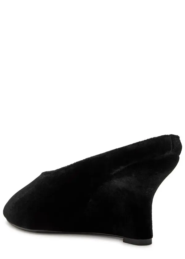 TOTEME 85 Velvet Peep-toe Mules