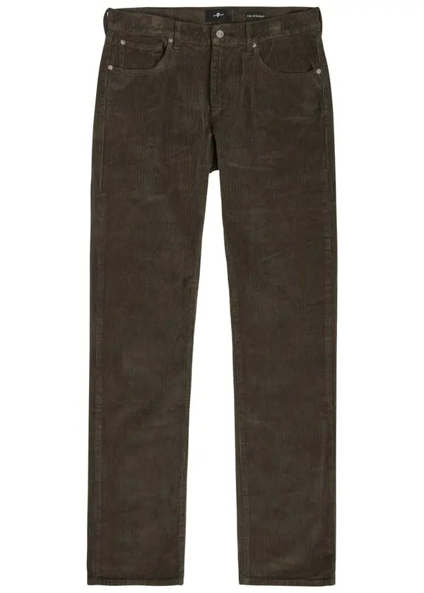 7 For All Mankind Straight Corduroy Trousers - Dark Green