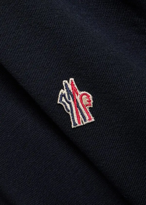 Moncler Panelled Roll-neck Wool-blend Jumper - Navy