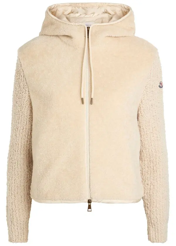 Moncler Wool-blend And Teddy Jumper - Cream
