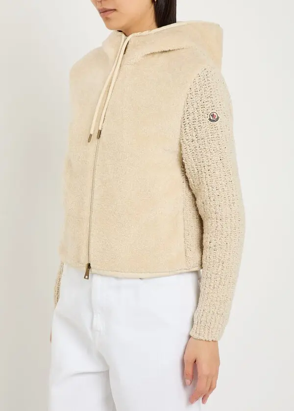 Moncler Wool-blend And Teddy Jumper - Cream