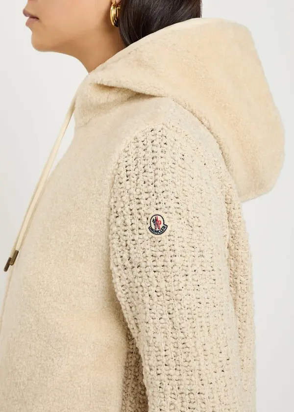 Moncler Wool-blend And Teddy Jumper - Cream
