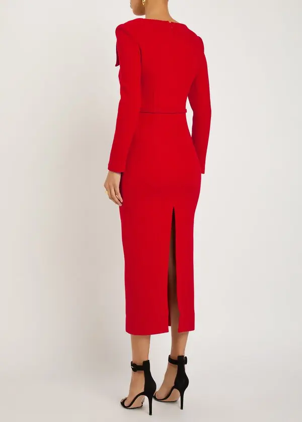 Roland Mouret Belted Wool Midi Dress