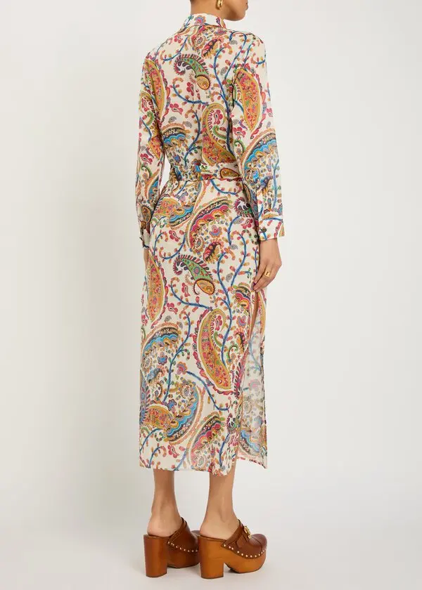 Etro Paisley Print Cotton Midi Shirt Dress