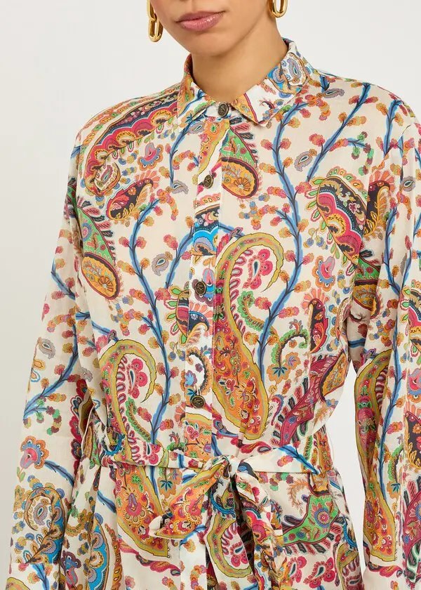 Etro Paisley Print Cotton Midi Shirt Dress