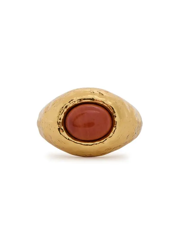 Anni Lu 18kt -plated Ring With Red Jasper Gemstone - Gold