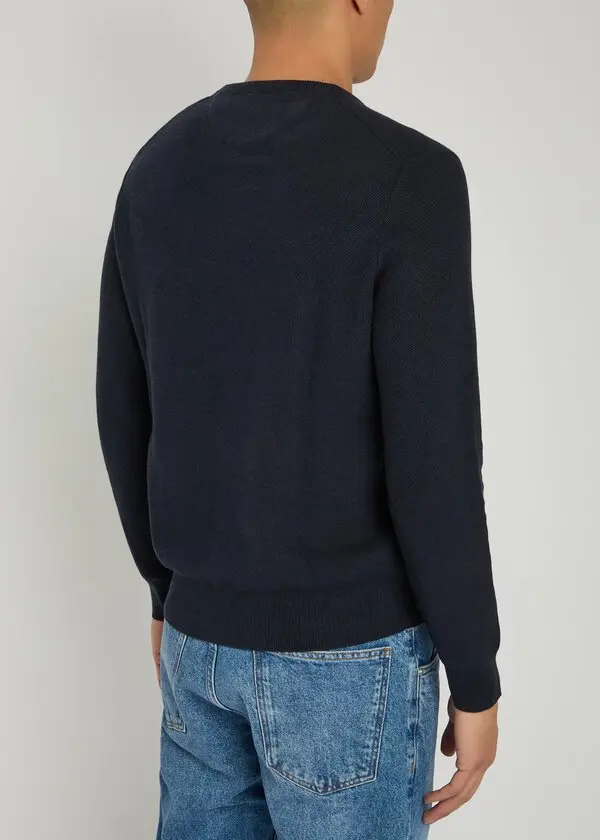 Polo Ralph Lauren Logo-embroidered Waffle-knit Jumper - Navy