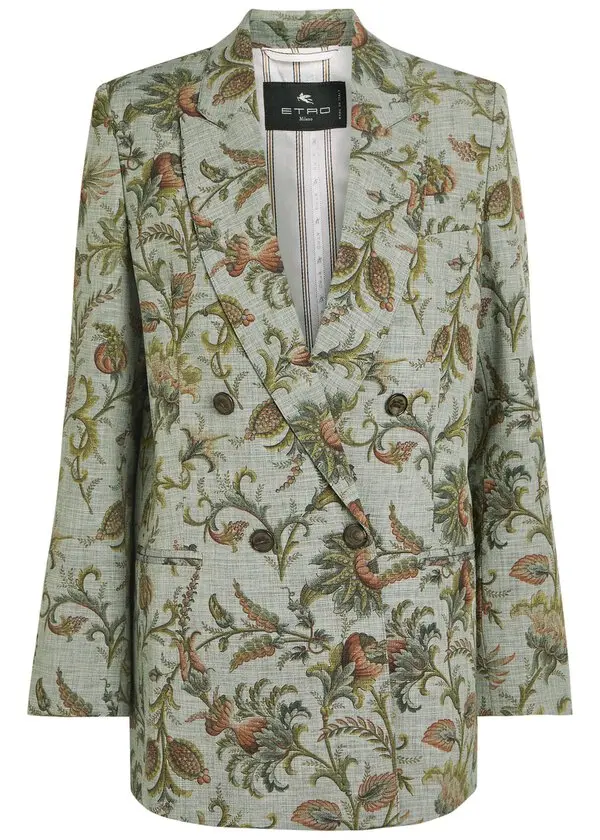 Etro Patterned Double-breasted Woven Blazer - Multicoloured 1