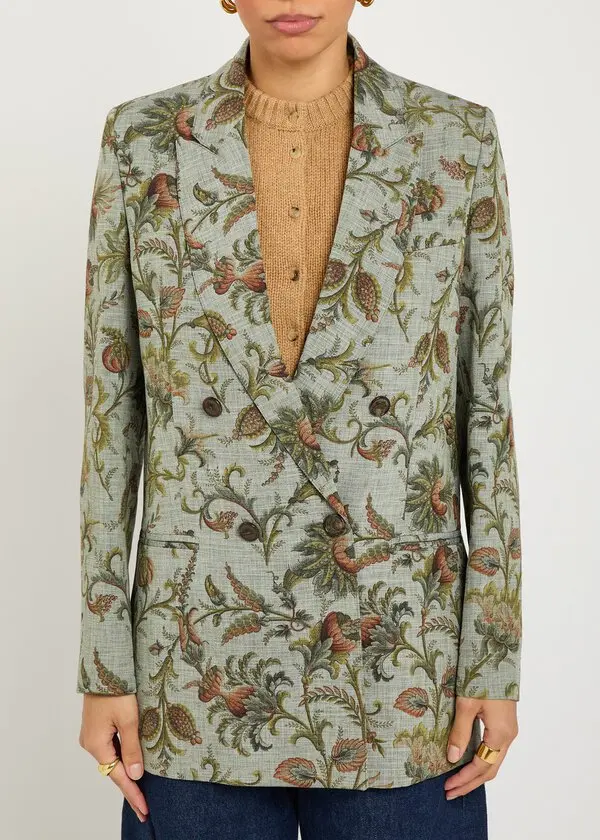 Etro Patterned Double-breasted Woven Blazer - Multicoloured 1