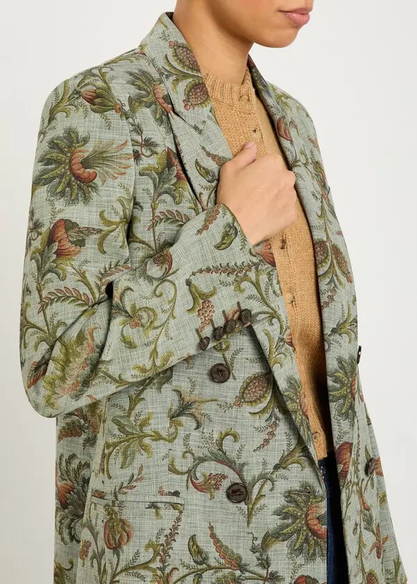 Etro Patterned Double-breasted Woven Blazer - Multicoloured 1