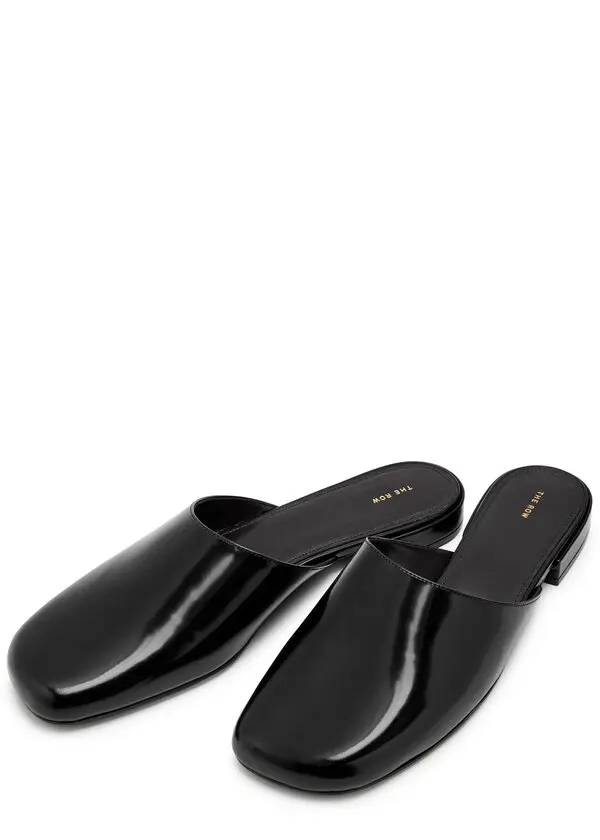 THE ROW Penelope Leather Mules - Black