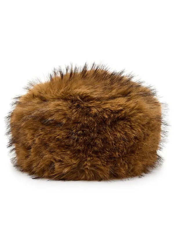 Lack Of Color Faux Fur Babushka Hat - Brown