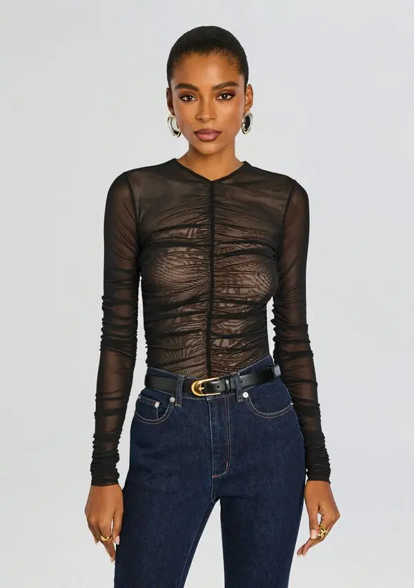 SEROYA Eirlys Mesh Top - Black/nude