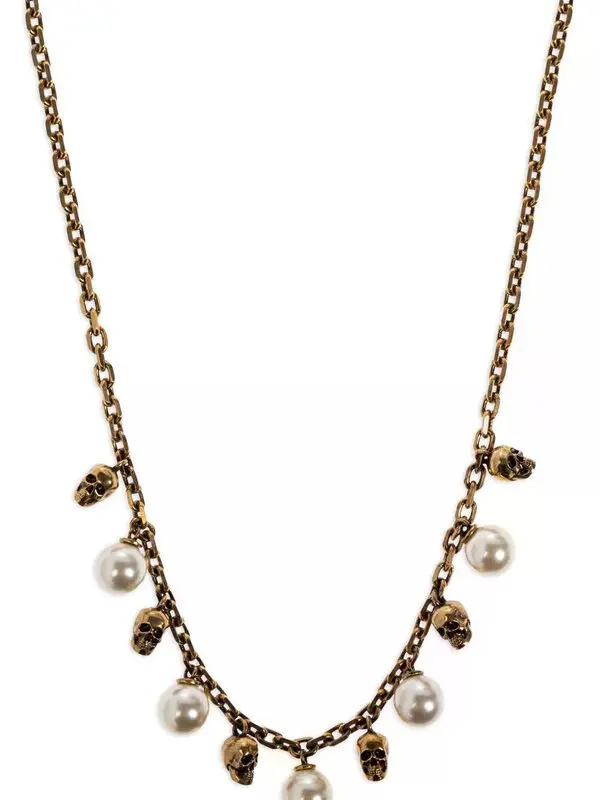 Alexander McQueen Skull And Pearl Pendant Necklace