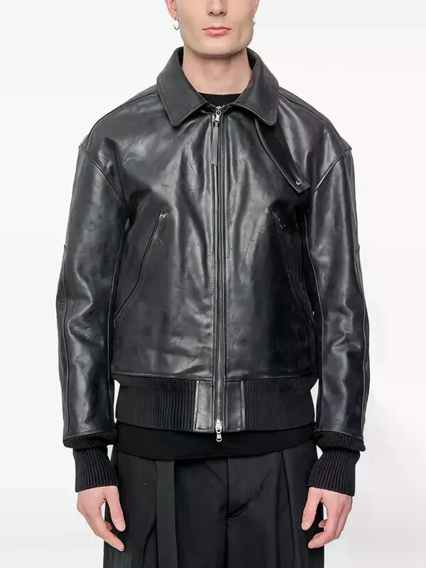 THE VIRIDI-ANNE Zip-up Leather Jacket