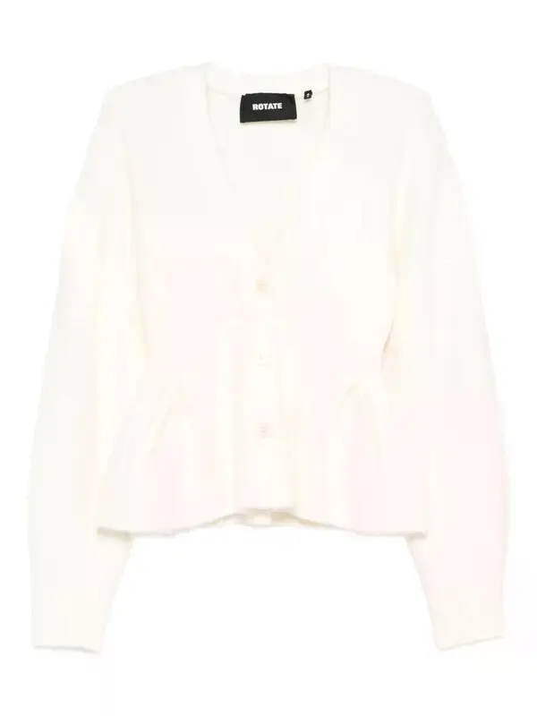 ROTATE BY BIRGER CHRISTENSEN Peplum V-neck Cardigan - White