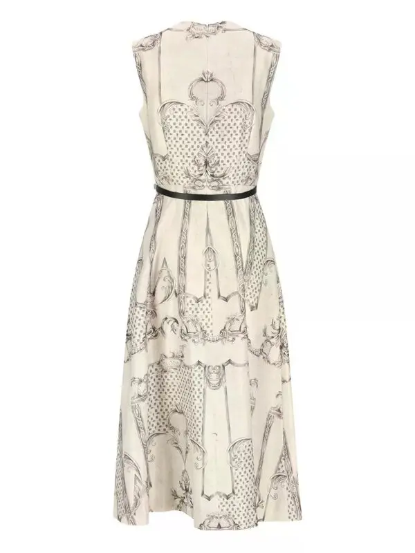 Max Mara Printed Belted Midi Dress