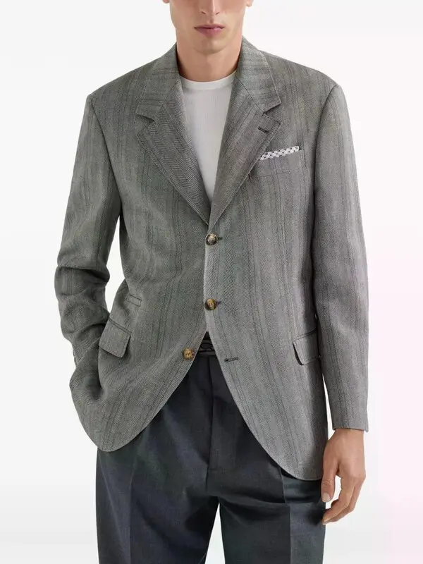 Brunello Cucinelli Long-sleeves Blazer - Grey