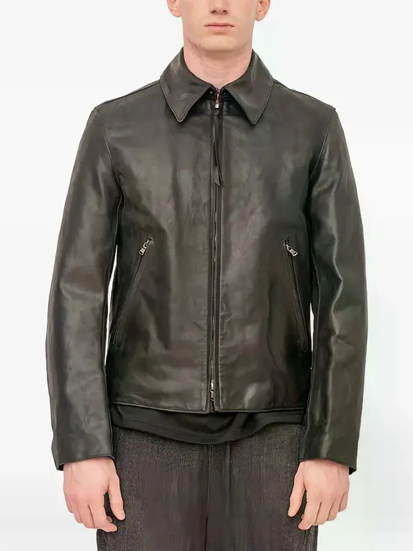 THE VIRIDI-ANNE Leather Zip-up Jacket