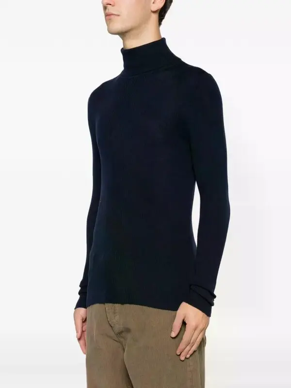 SUNFLOWER Ribbed Knit Roll-neck Sweater - Blue
