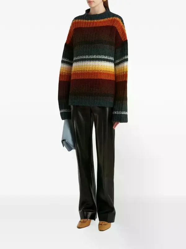 Khaite Yanis Sweater In Multicolor Stripe - Orange