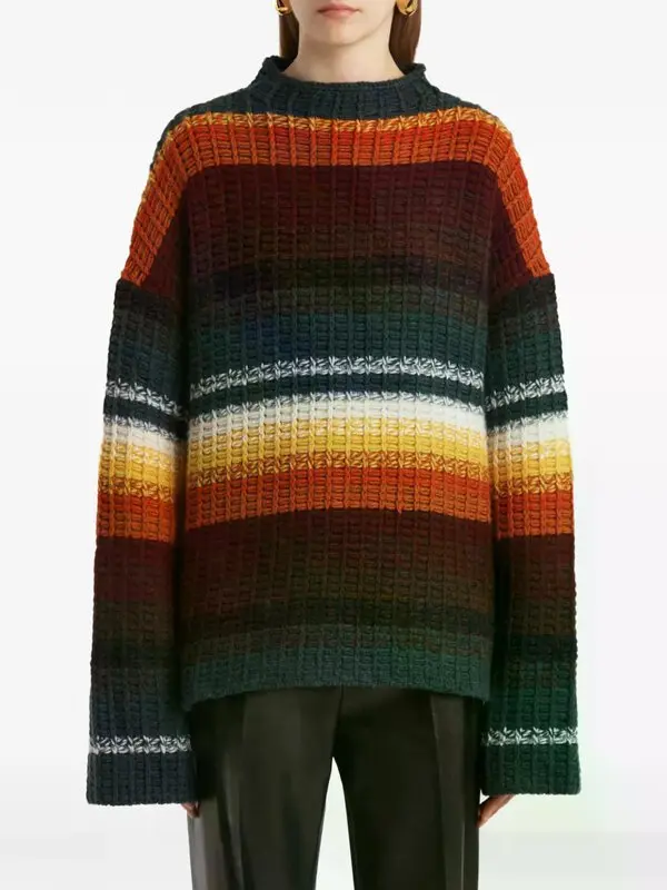 Khaite Yanis Sweater In Multicolor Stripe - Orange