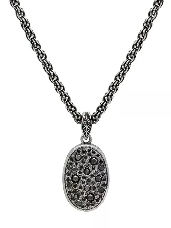 John Varvatos Sterling Black Diamond Pendant Necklace - Silver