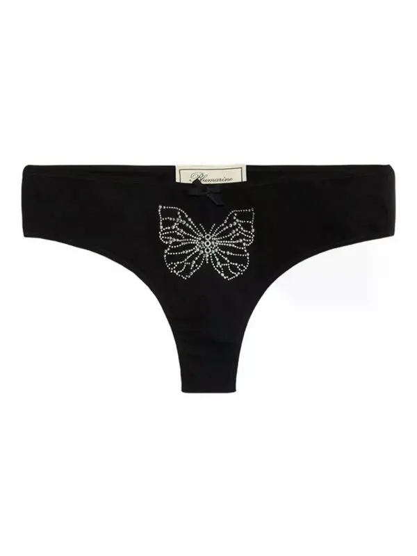 Blumarine Beaded-embroidery Briefs - Black
