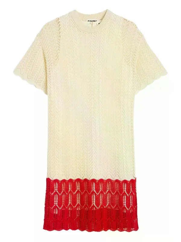 JIL SANDER Cotton Pointelle Mini Dress - Neutrals