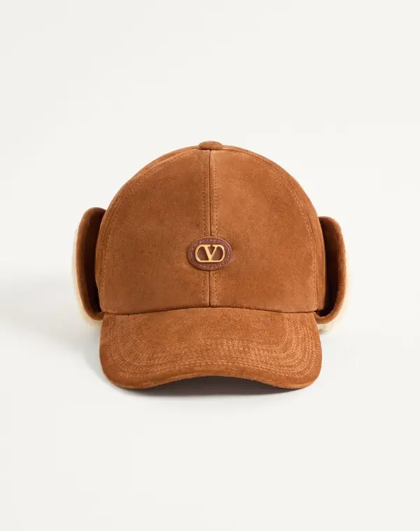 Valentino Garavani Vlogo Suede Baseball Cap - Brown/butter