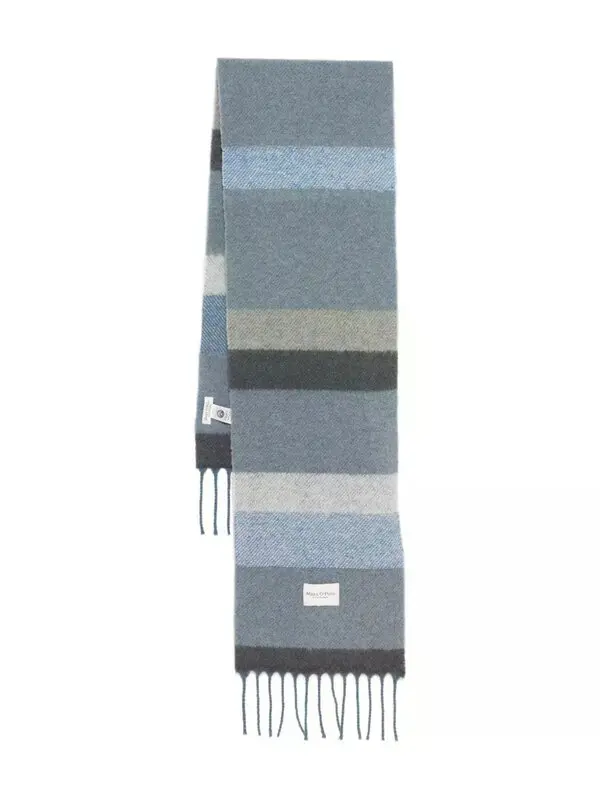 Marc O'polo Striped Fringed Scarf - Grey