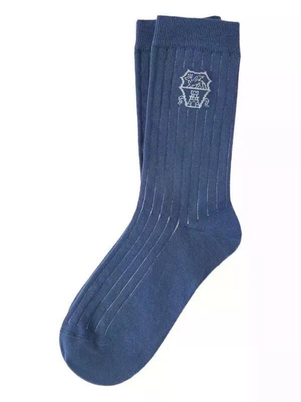 Brunello Cucinelli Logo Socks - Blue