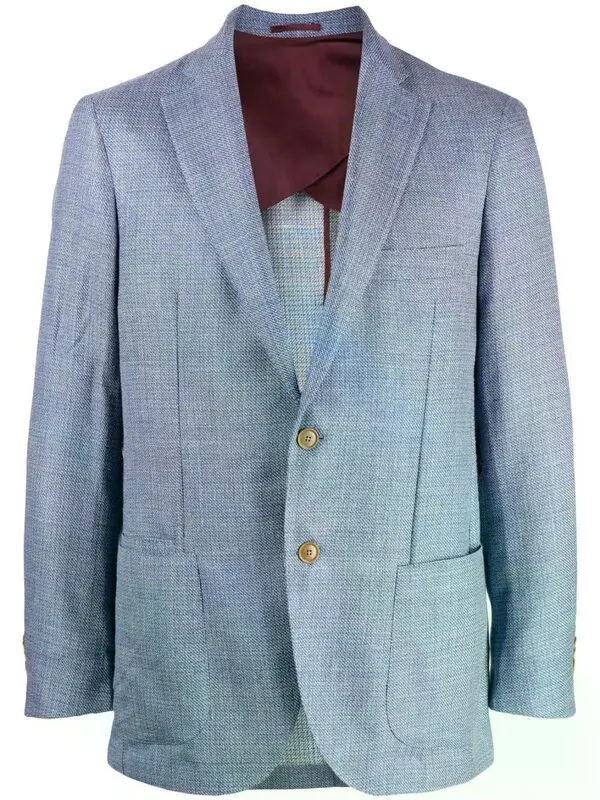 Luciano Barbera Notched-lapels Wool-blend Blazer - Blue