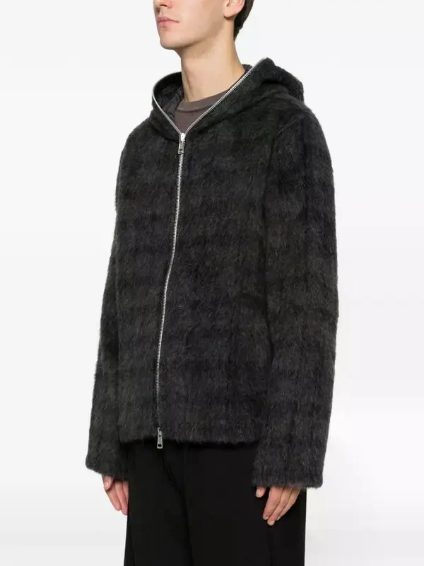 Our Legacy Check-pattern Zip-up Hoodie - Grey