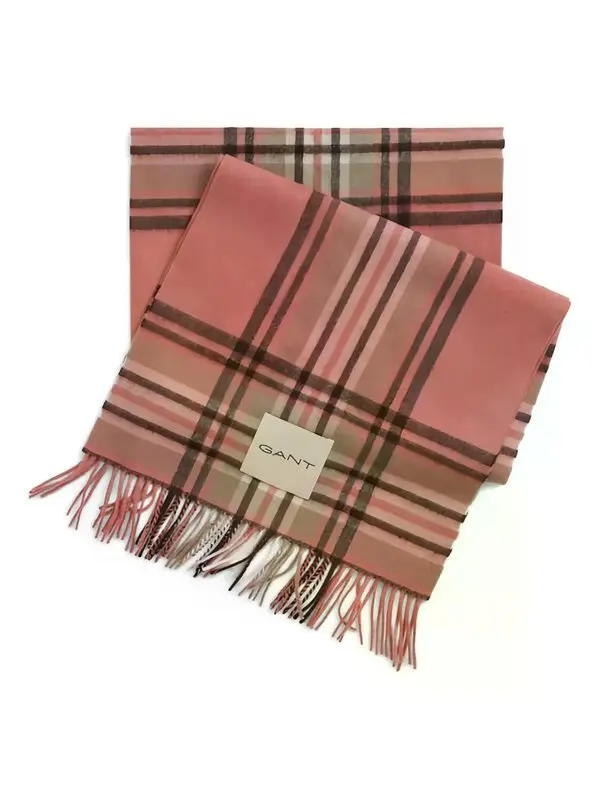 Gant Check-pattern Wool Scarf - Pink