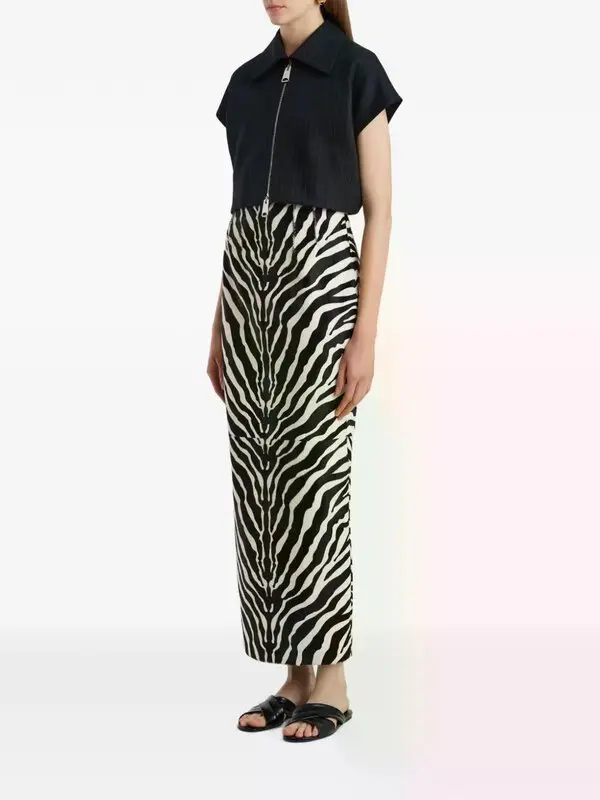 Khaite Robin Chalk Stripe Suiting Cropped Zip Top
