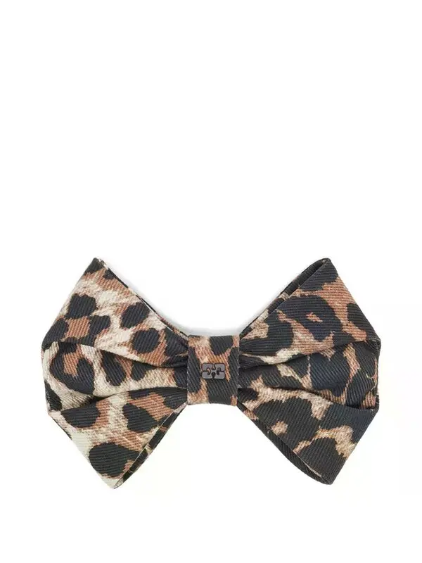 GANNI Leopard-print Hair Clip - Brown