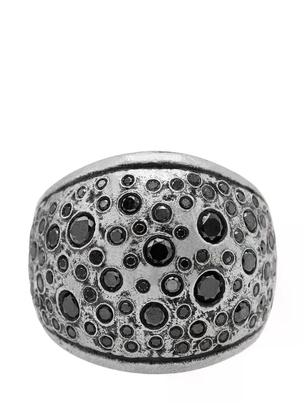 John Varvatos Stardust Black Diamond Wide Band Ring - Silver