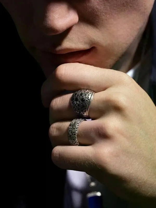John Varvatos Stardust Black Diamond Wide Band Ring