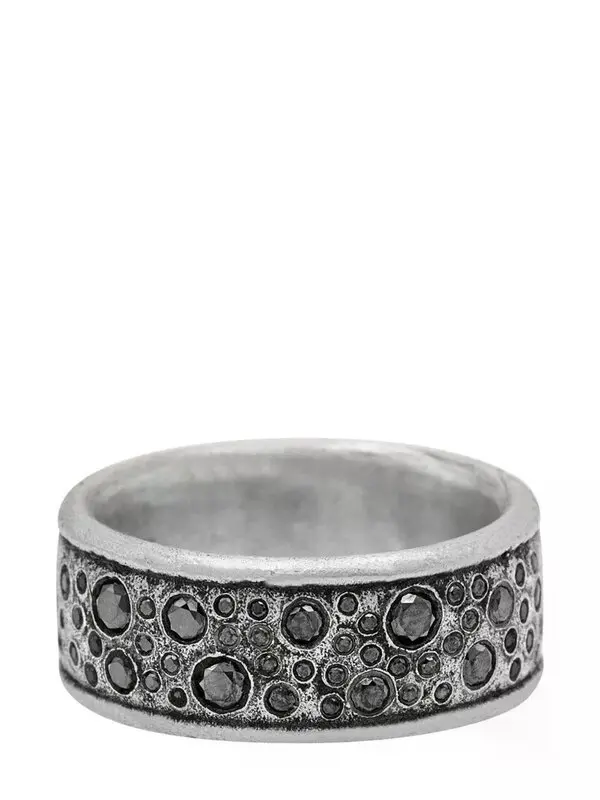 John Varvatos Stardust Black Diamond Ring - Silver