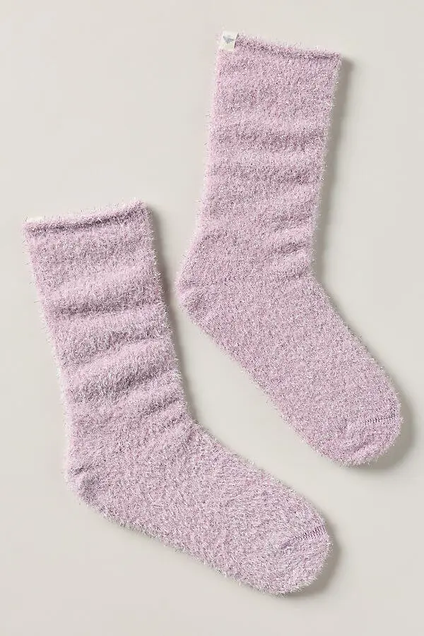 BOMBAS Sparkle Fuzzy Calf Socks - Pink Sparkle