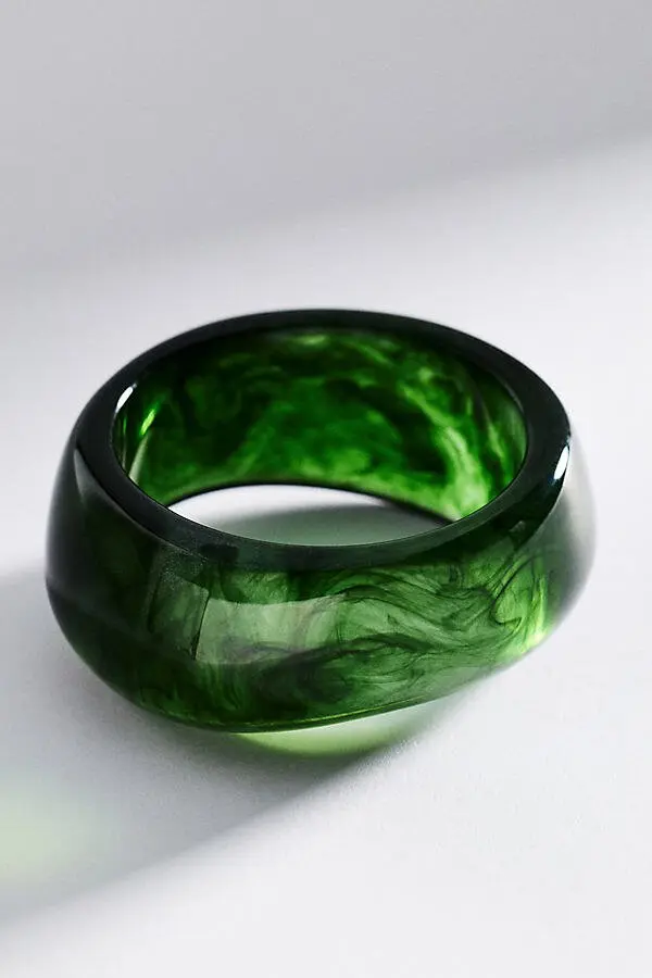 Anthropologie Chunky Resin Bangle Bracelet - Green