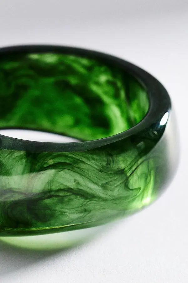 Anthropologie Chunky Resin Bangle Bracelet - Green