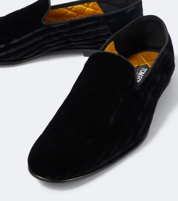 TOM FORD Steven Striped Velvet Loafers