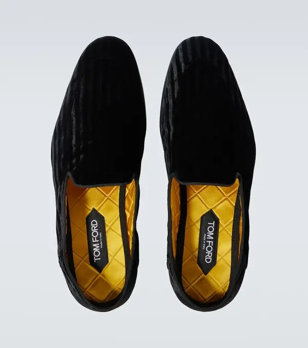TOM FORD Steven Striped Velvet Loafers