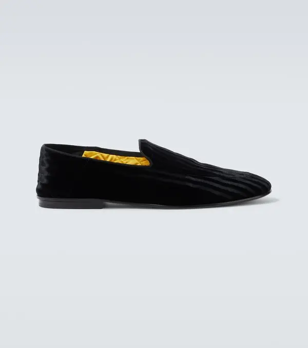 TOM FORD Steven Striped Velvet Loafers
