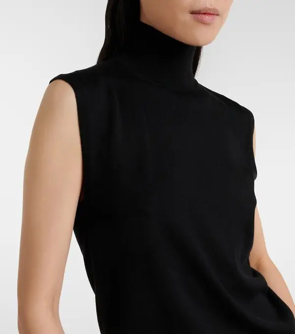 TOTEME Wool And Silk Turtleneck Sweater Vest - Black