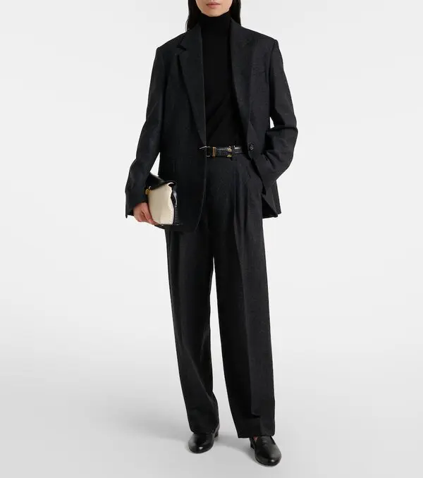 TOTEME Wool-blend Flannel Straight Pants